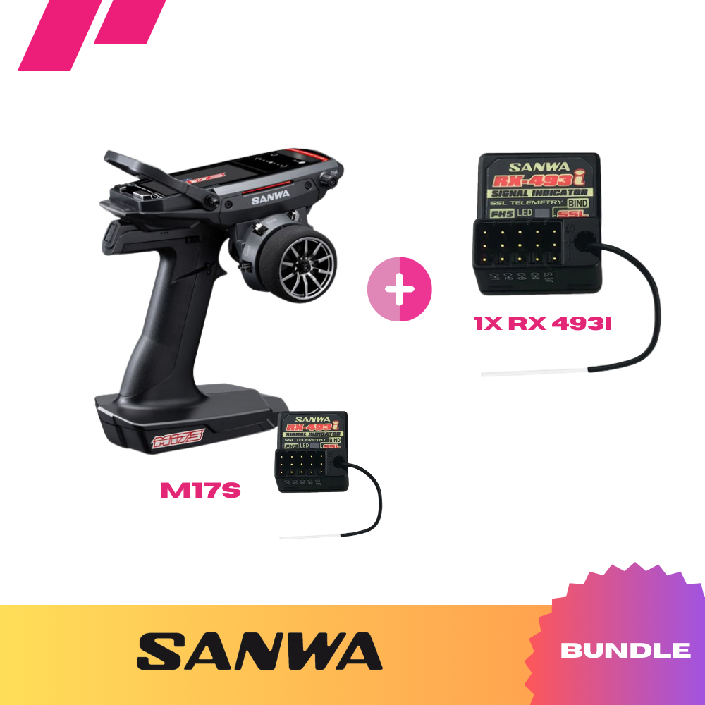 Sanwa M17S remote control incl. RX-493i receiver + RX-493i receiver (bundle) | RCXX - rc racing ...